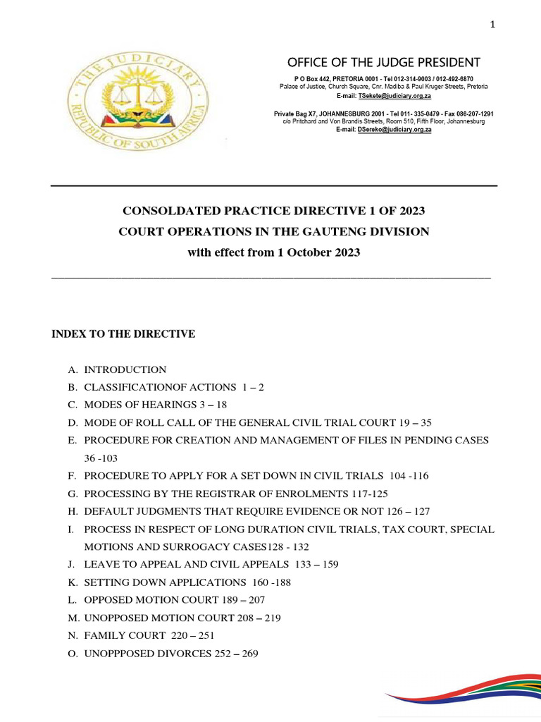 Consolidated Practice Directive 1 of 2023 | PDF | Witness | Lawsuit