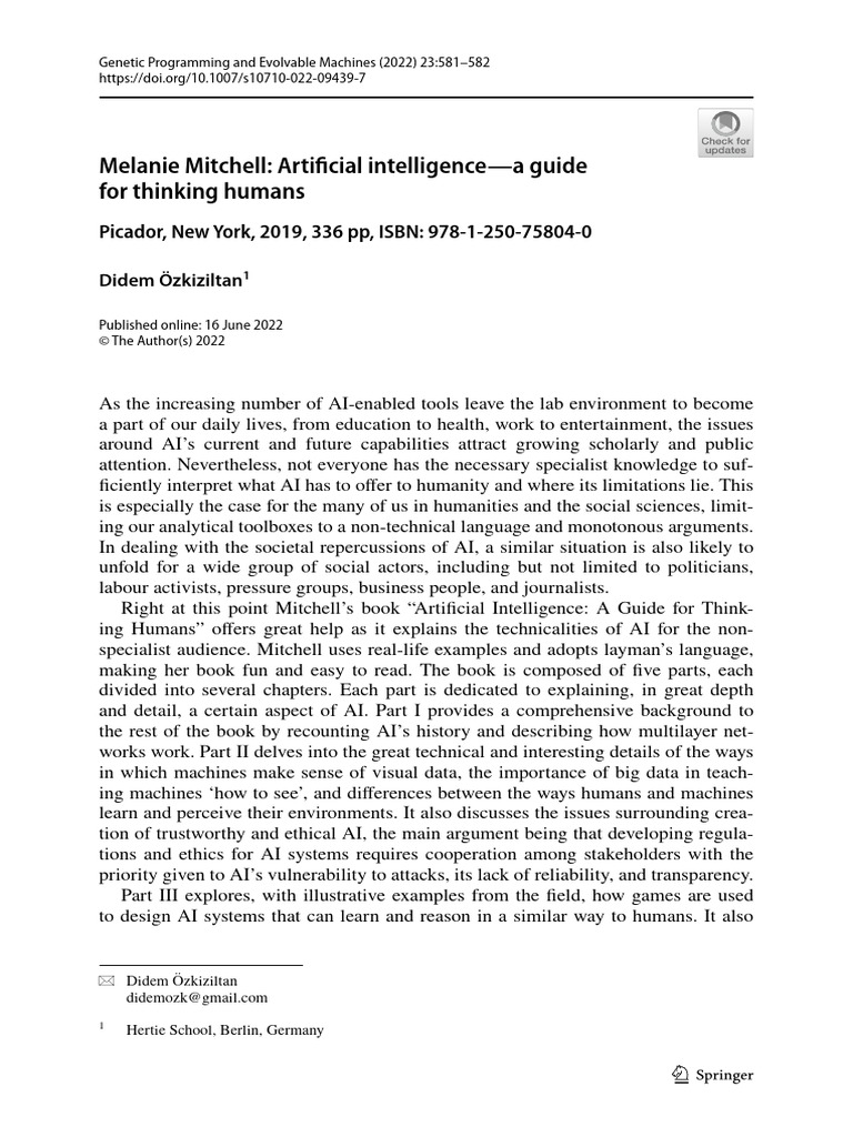 Melanie Mitchell: Artificial Intelligence-A Guide For Thinking Humans | PDF | Artificial ...