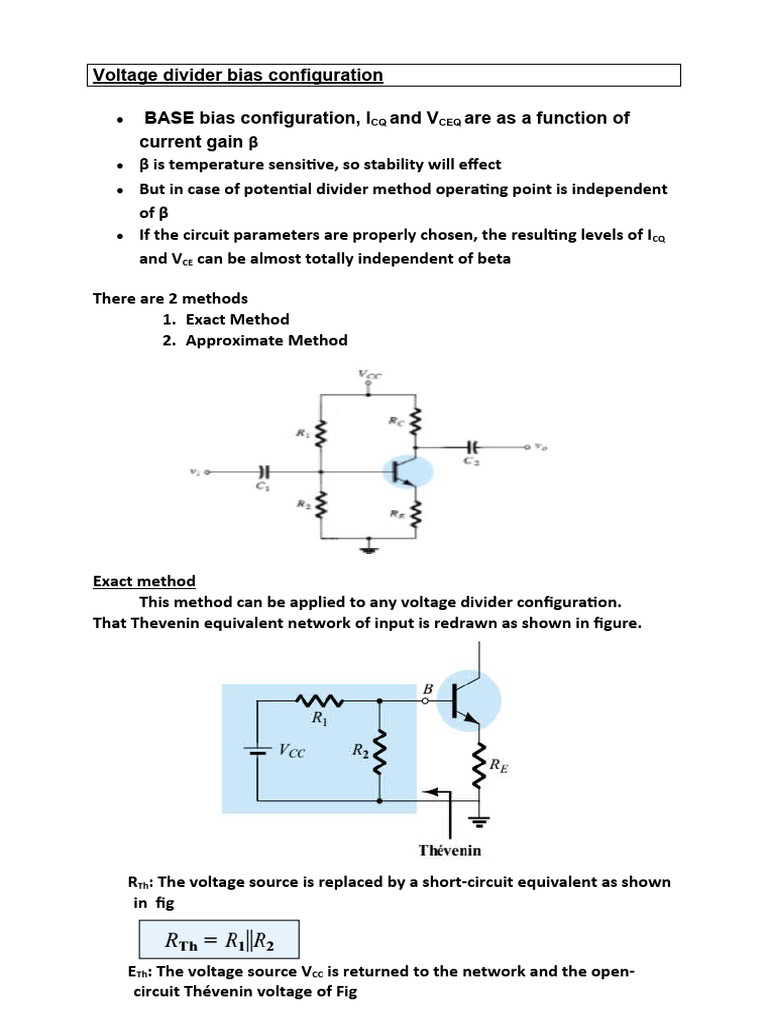 Voltage Divider Bias Configuration Uploading | PDF
