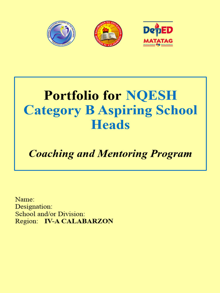 Template Portfolio Coaching and Mentoring Program For NQESH Cat B | PDF ...