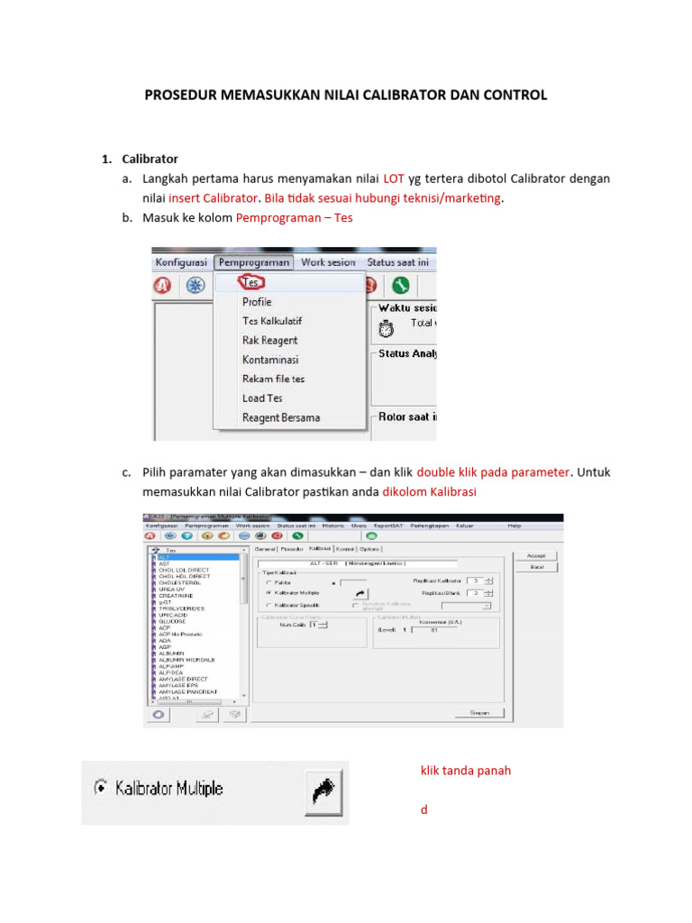 Prosedur Memasukkan Nilai Calibrator Dan Control | PDF