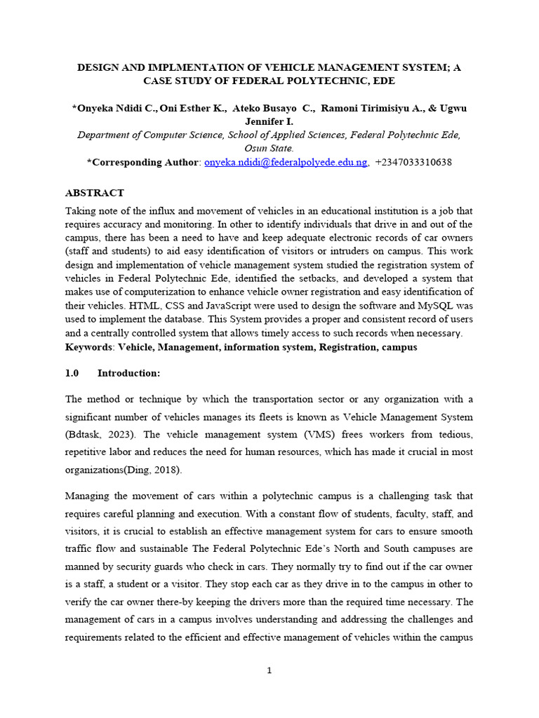 Vehicle Management System Pdf Parking Databases
