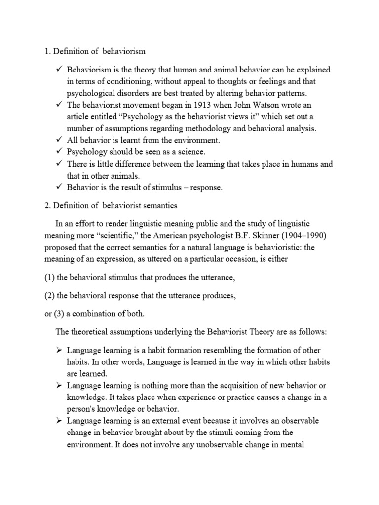 Understanding Behaviorism and Semantics | PDF | Language Arts & Discipline | Self-Improvement