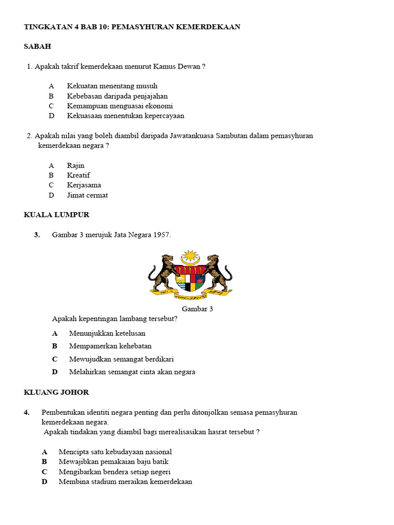 Objektif Tingkatan 4 Bab 10 | PDF