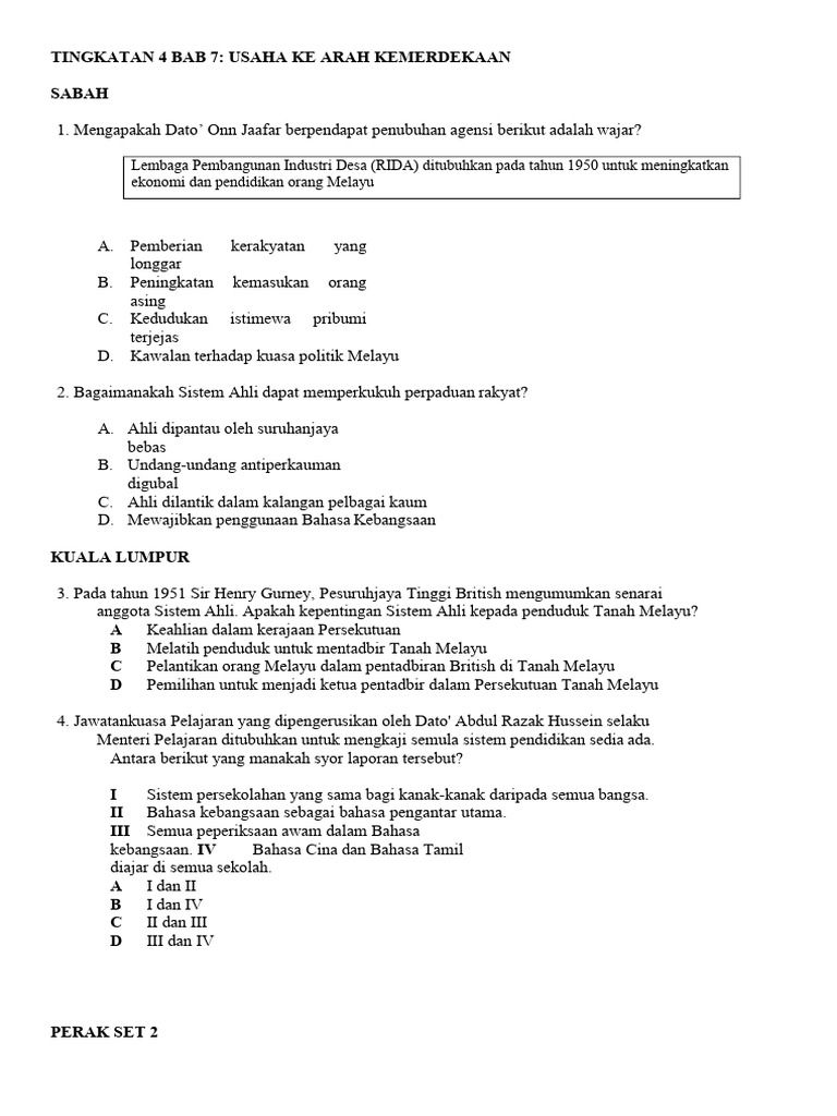 Objektif Tingkatan 4 Bab 7 | PDF