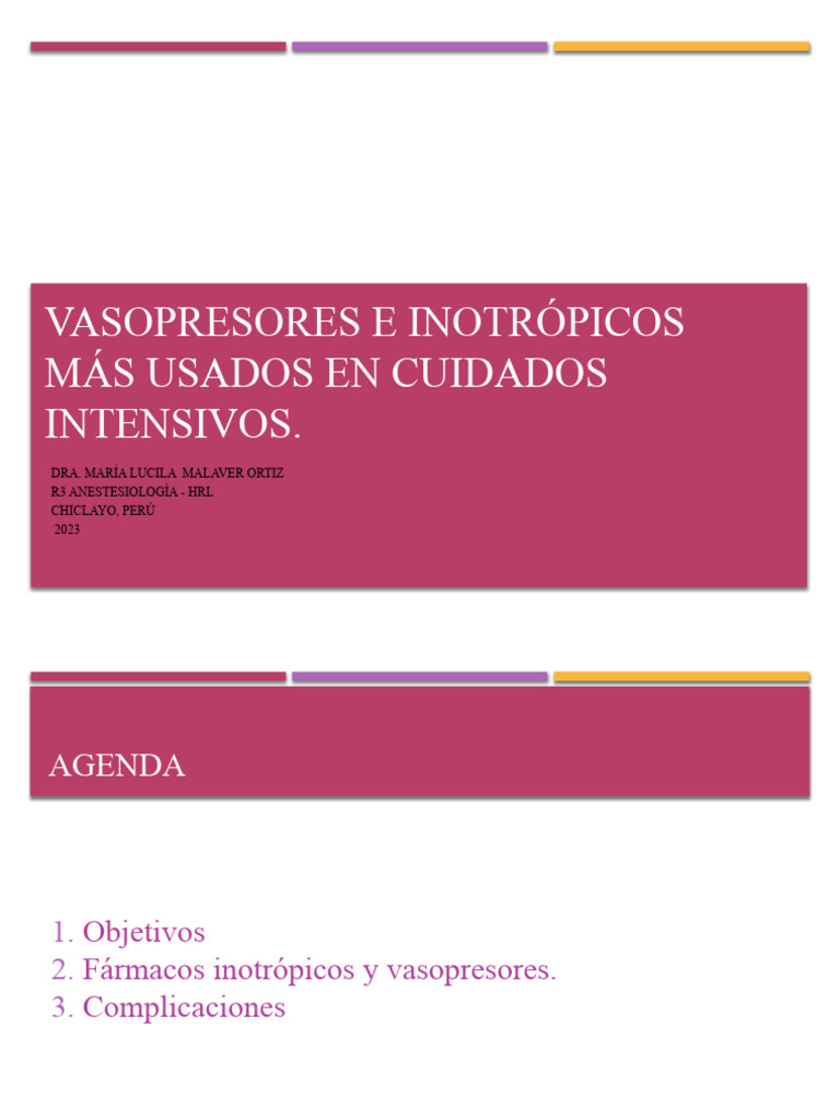 Vasopresores e Inotrópicos en UCI | PDF | Especialidades Medicas ...