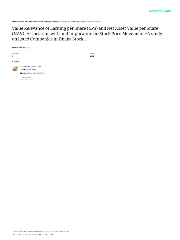 Valuerelevanceof EPSand NAVPS | Download Free PDF | Accounting ...