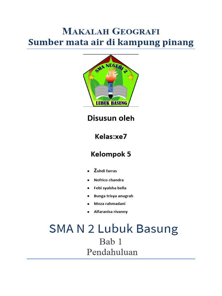 SUMBER MATA AIR Geografi 2 - Geo-1 | PDF