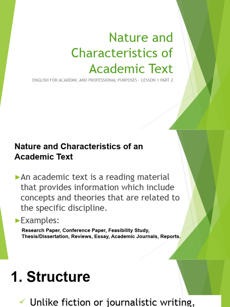 LESSON 1-Nature and Characteristics of Academic Text | PDF | Inclusion ...