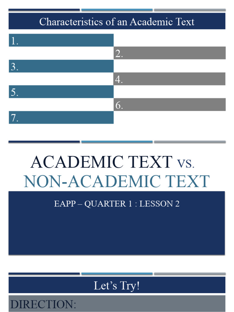 Lesson 2 - Academic Text Vs Non-Academic Text | PDF | Cognitive Science ...