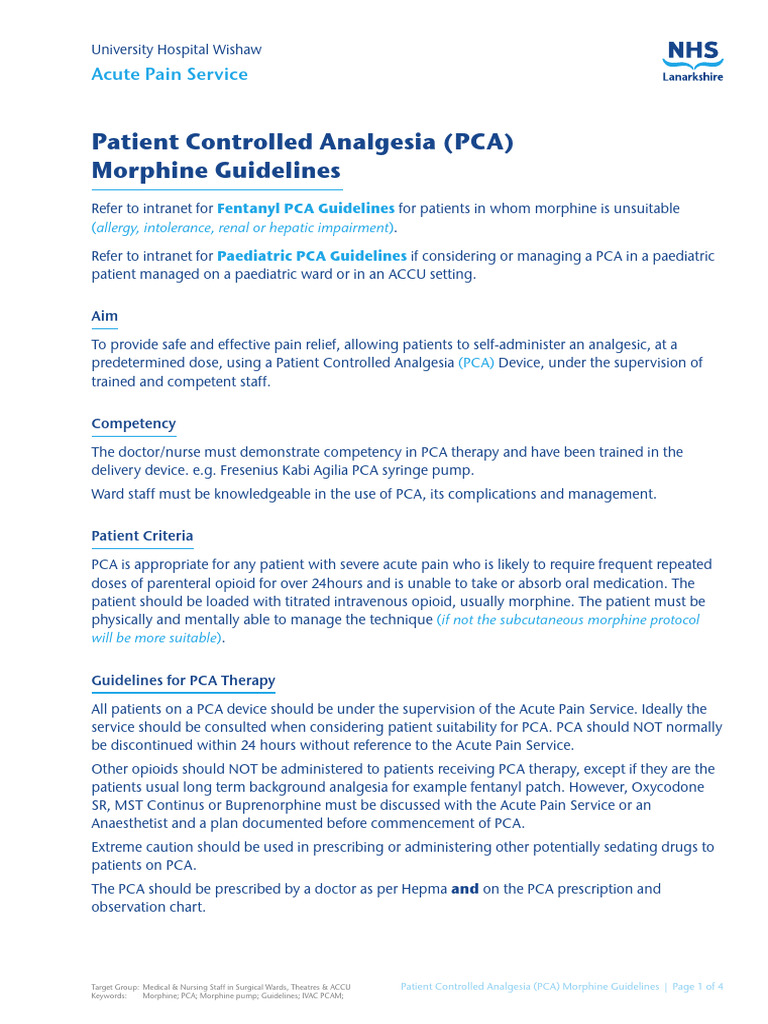 Pca Morphine Guidelines 2 | PDF