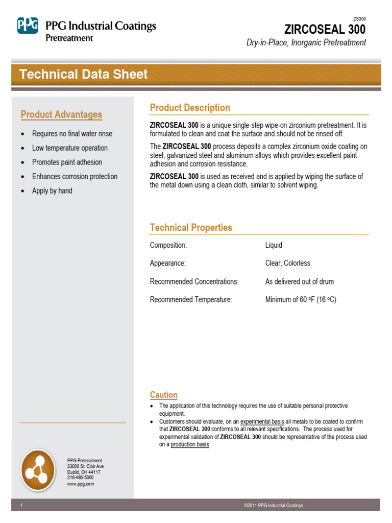 TDS Zircoseal 300 PPG | PDF | Paint | Corrosion