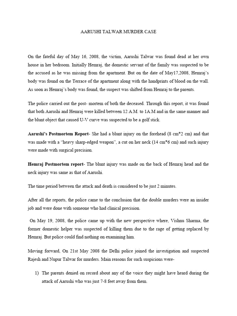 Aarushi Talwar Murder Case | PDF