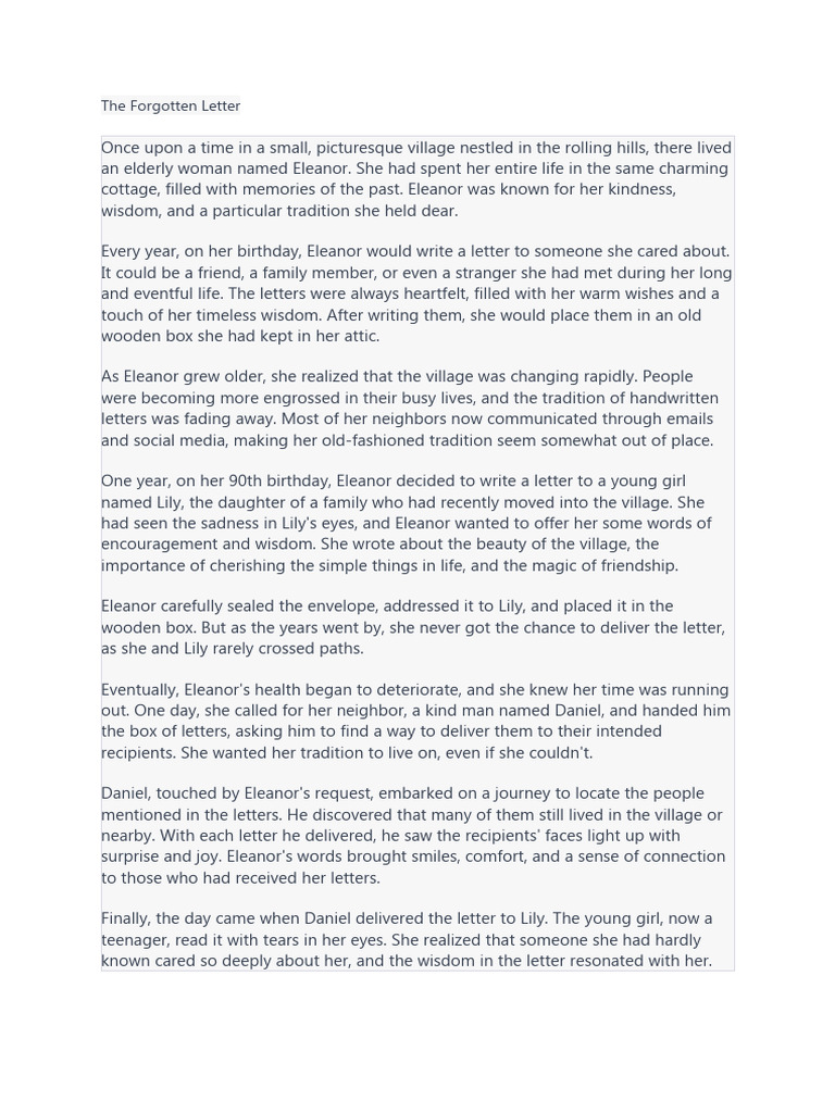 The Forgotten Letter | PDF