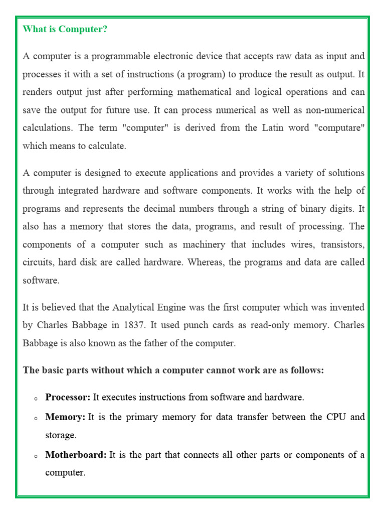 Computer Fundamentals | PDF | Computer Data Storage | Central Processing Unit