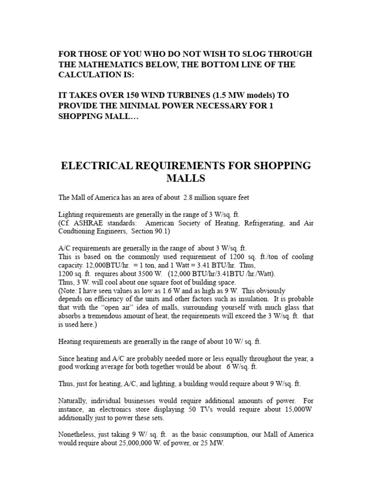 Electrical Requirements For Shopping Malls | PDF | Air Conditioning ...