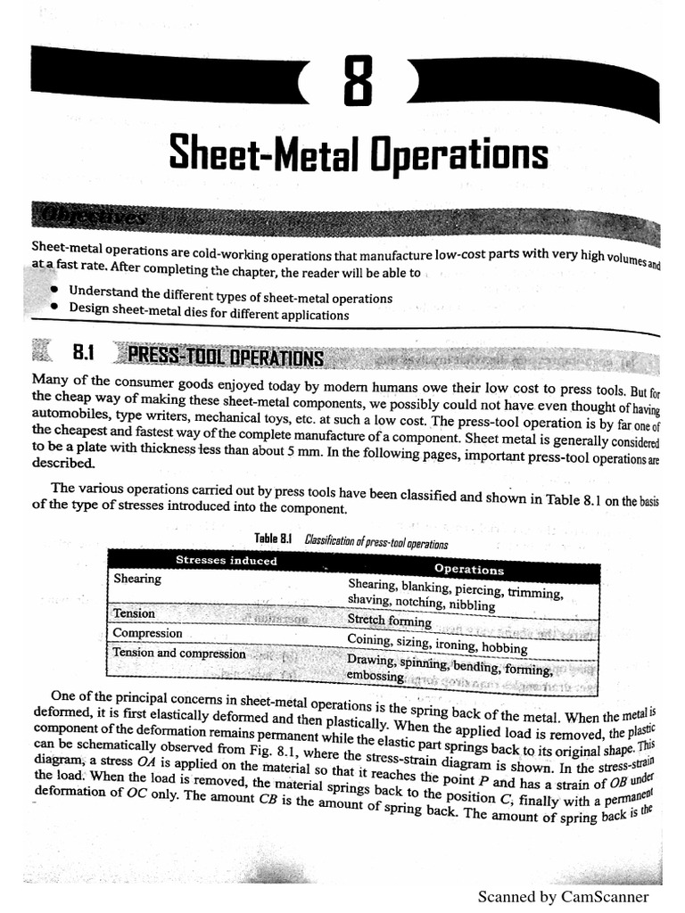 PTD (P.N Rao Chapter 8, Sheet Metal Operations) | PDF