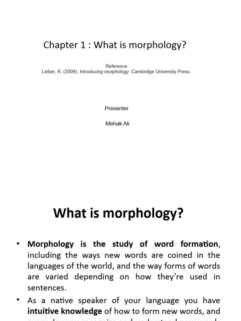 Chapter 1 | PDF | Word | Morphology (Linguistics)