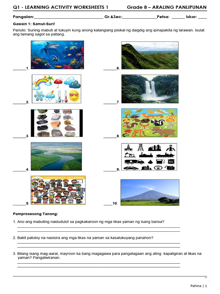 Pangalan: - Gr.&Sec: - Petsa: - Iskor | PDF