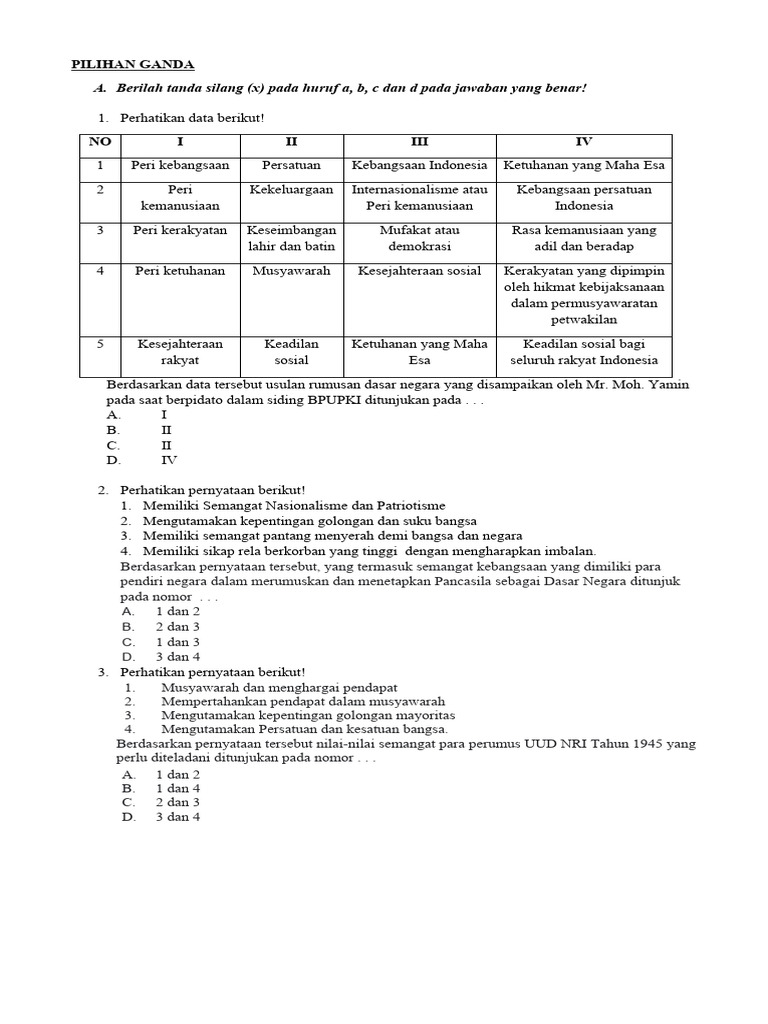 Soal Usp PKN | PDF | Ilmu Sosial