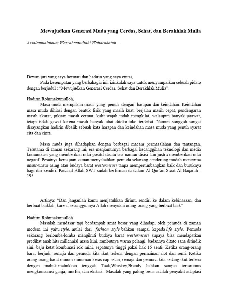 Mewujudkan Generasi Muda Yang Cerdas | PDF