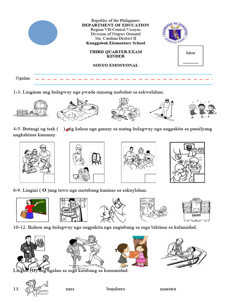 Kinder 3RD Quarter Exam | PDF