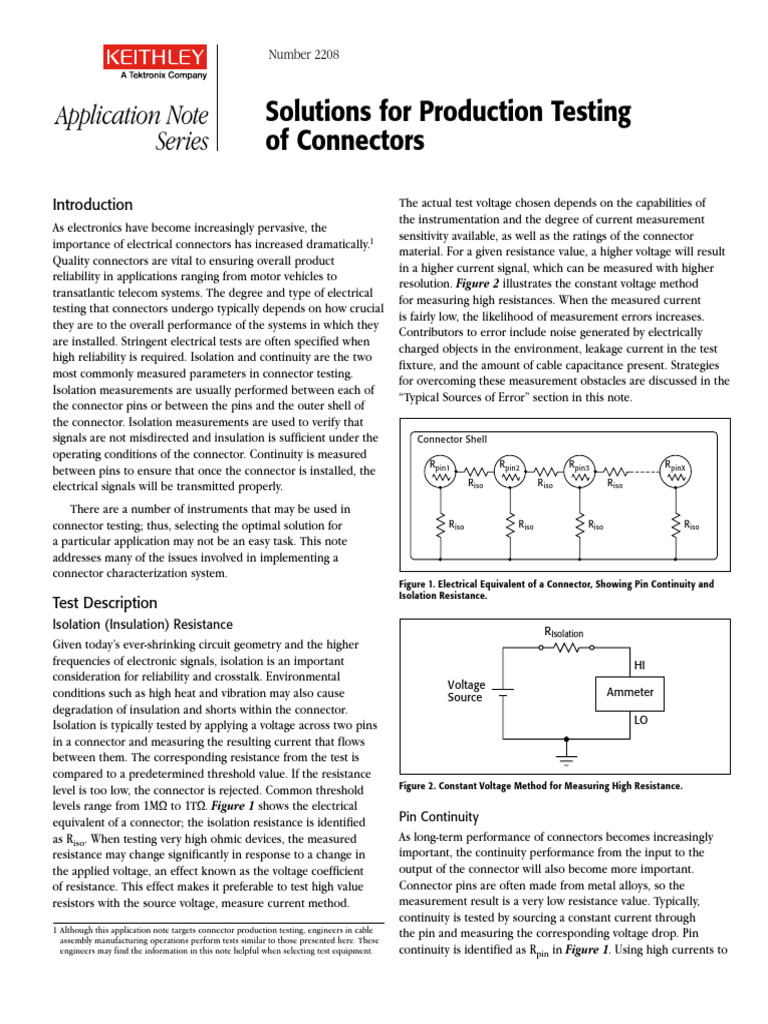Production Testing Connectors - AppNote | PDF | Electrical Connector ...