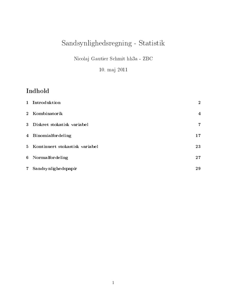 Emneopgave - Sandsynlighedsregning - Statistik | PDF