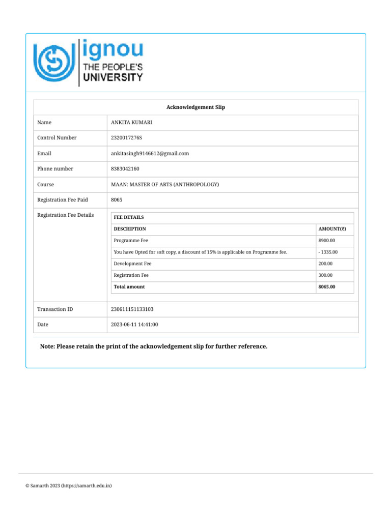 Indira Gandhi National Open University | PDF