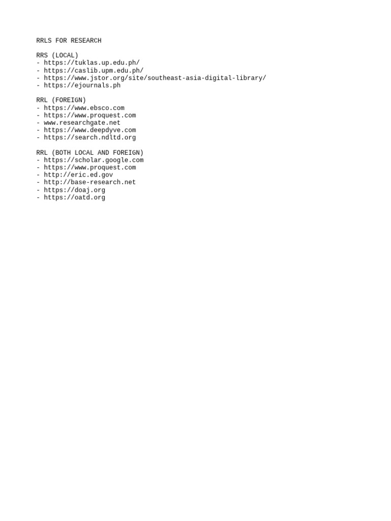 Rrls For Research | PDF