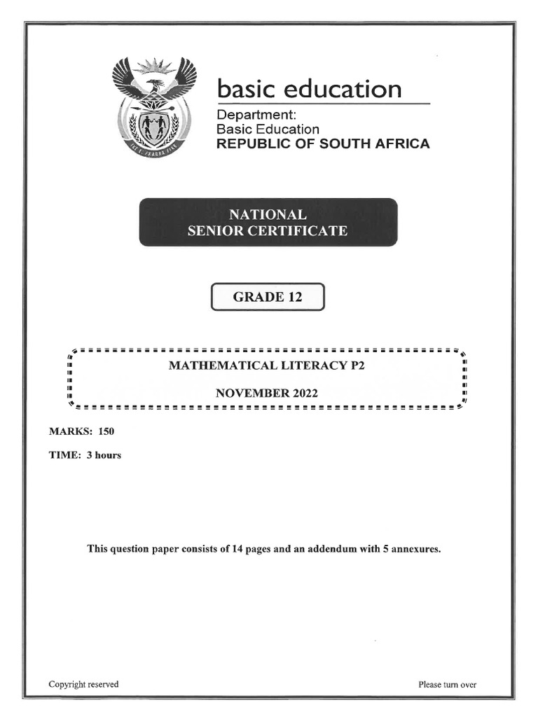 Mathematical Literacy P2 Nov 2022 Eng | PDF