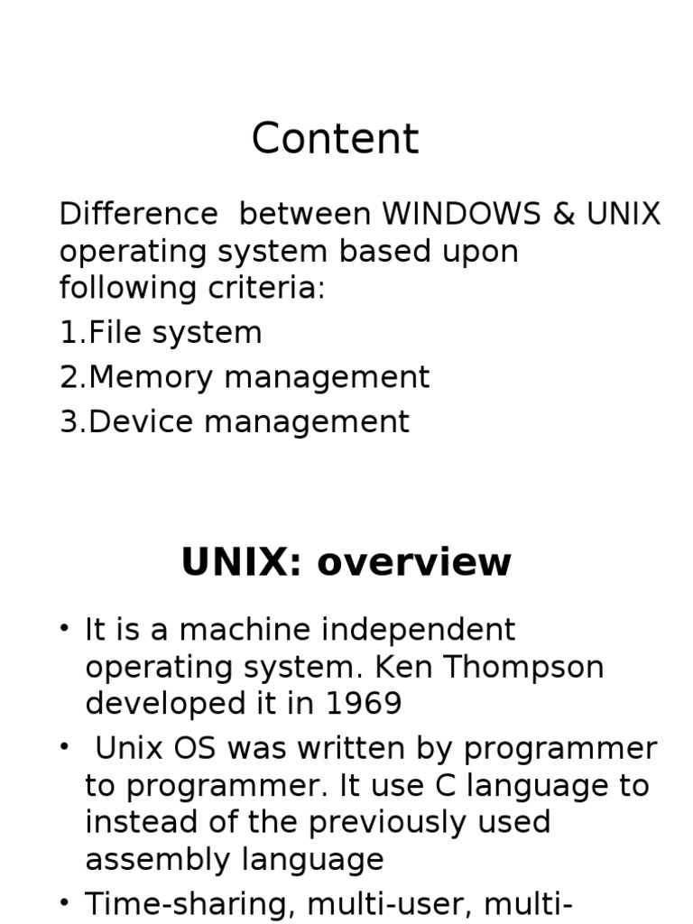 Diffrence Between Windows and Unix | PDF | File System | Computer File