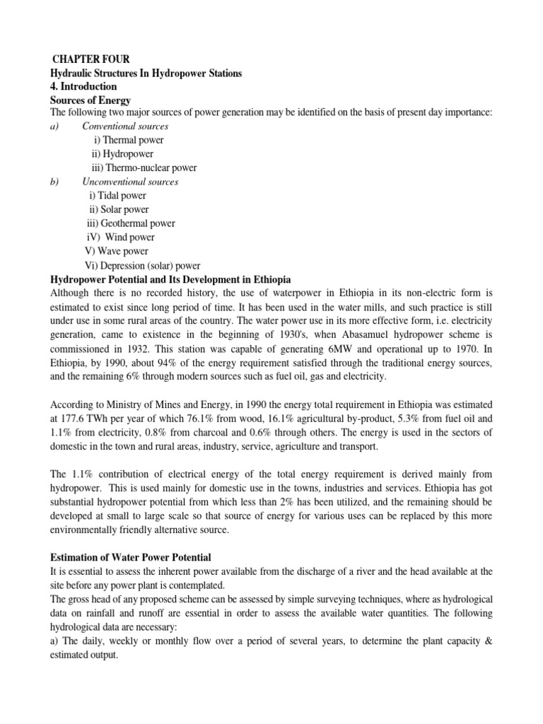 Lecturenote - 923618598chapter 4 | PDF | Reservoir | Hydroelectricity