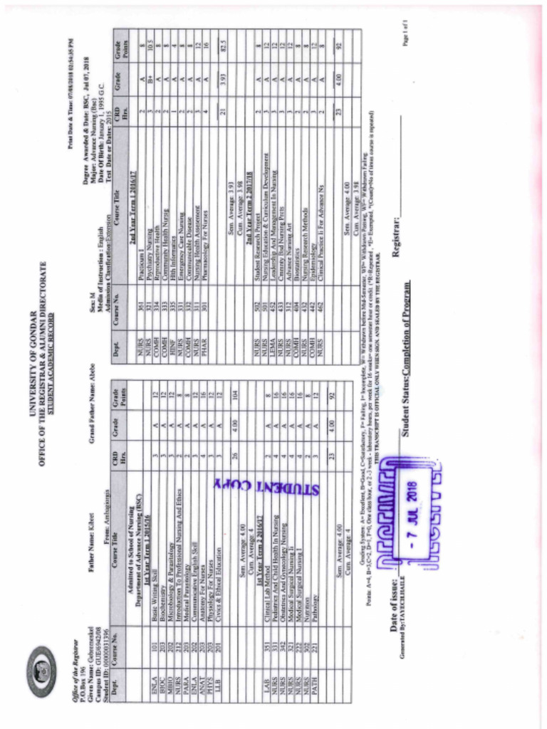 Student Copy BSC | PDF