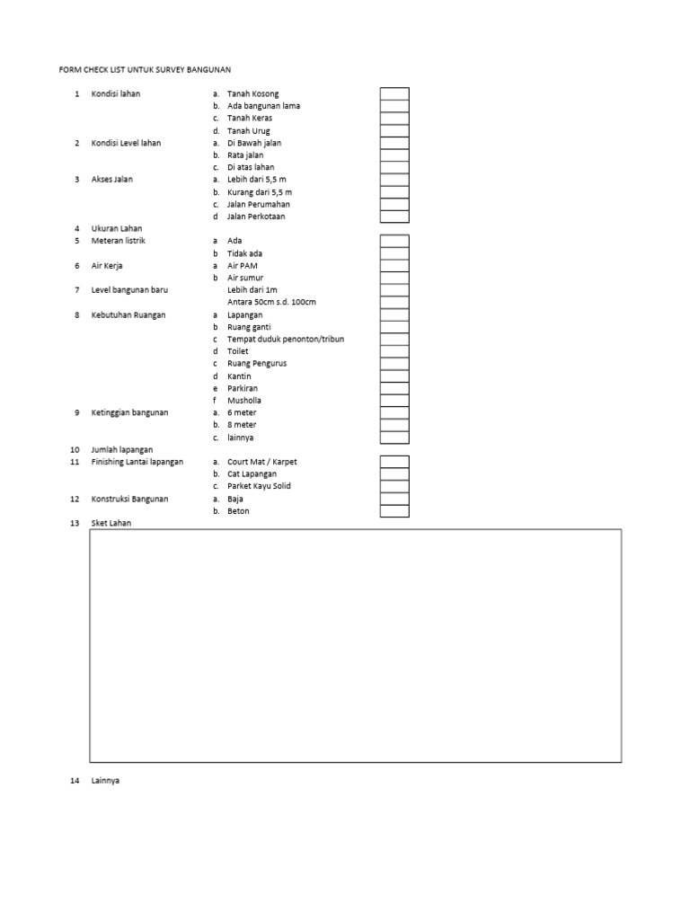 Form Checklist Survey Bangunan | PDF