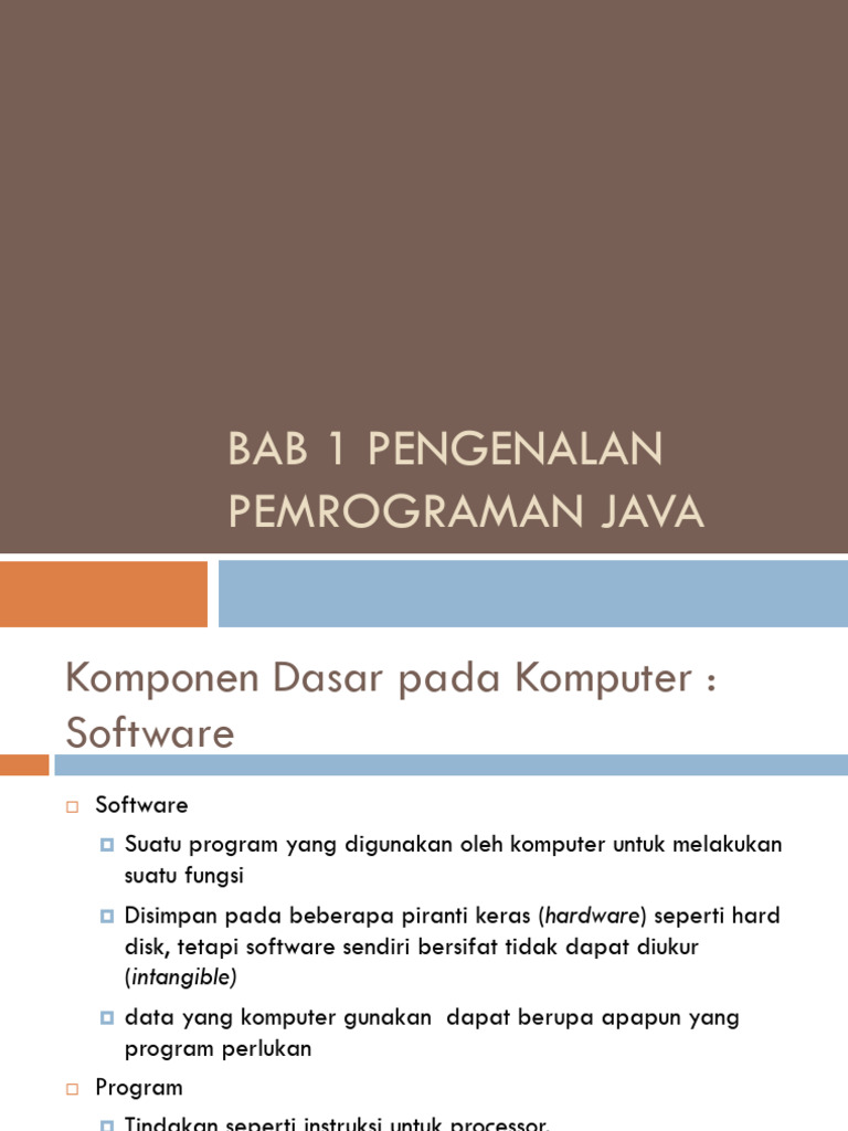 Bab 1 Pengenalan Pemrograman Java | PDF