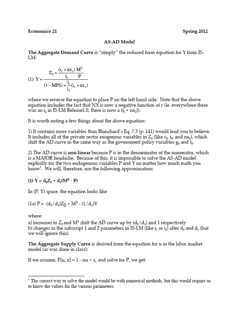 AS-AD Model Analysis in Economics | PDF