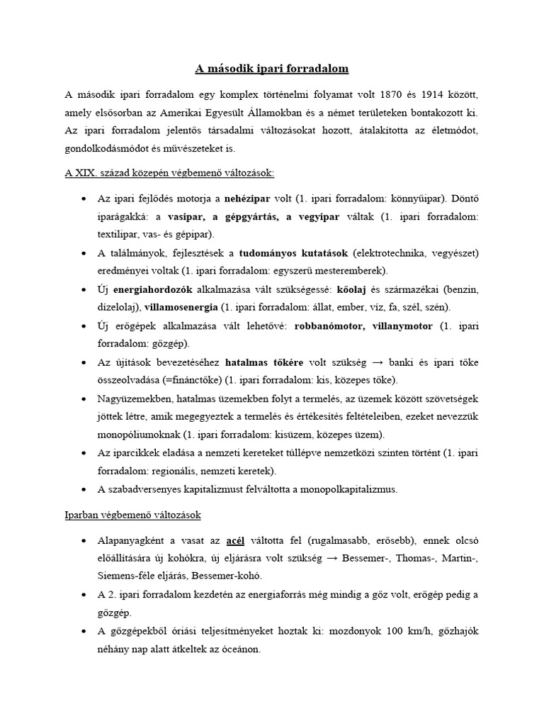 A Második Ipari Forradalom | PDF