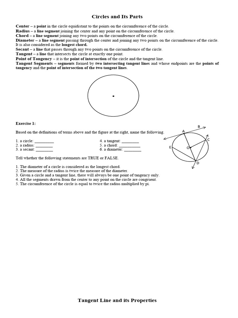 Understanding Circles: Key Concepts and Exercises | PDF | Circle | Angle