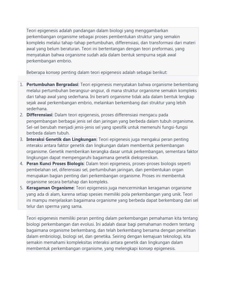 Teori Epigenesis Adalah Pandangan Dalam Biologi Yang Menggambarkan Perkembangan Organisme ...