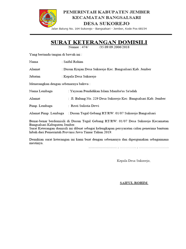 KOP Desa Proposal RA | PDF