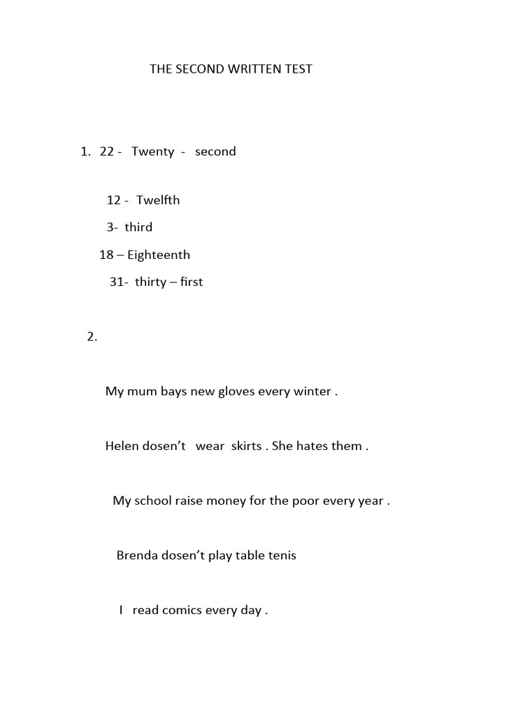 Second Written Test Practice Exercises | PDF