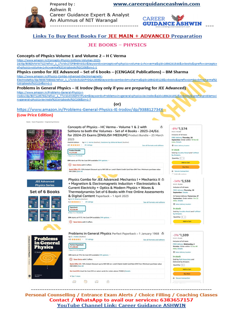 JEE Physics Books - Career Guidance ASHWIN - 1698226627 | PDF | Universities And Colleges ...