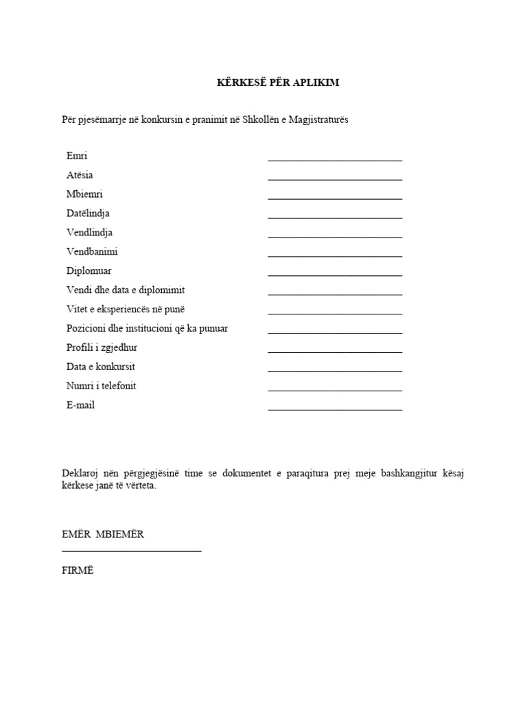 Kerkese Per Aplikim B80c341da6 0c4b5befb5 | PDF