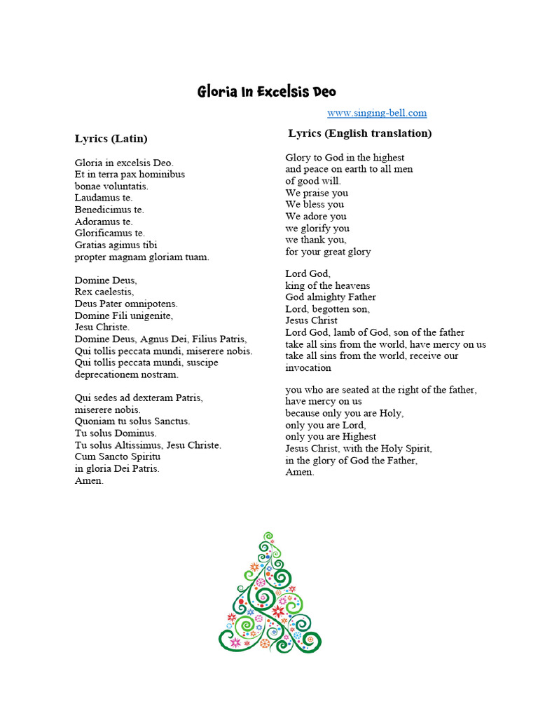 Gloria in Excelsis Deo Lyrics - Singing Bell | PDF