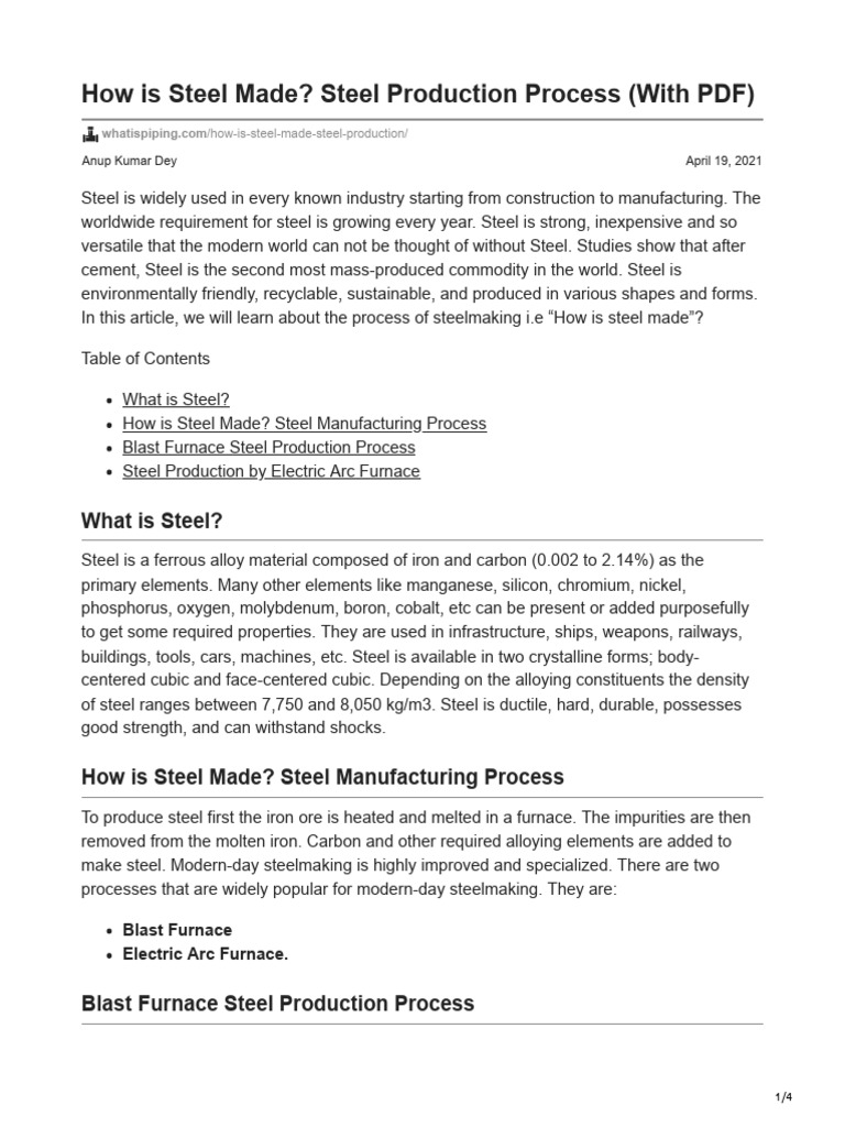 How Is Steel Made Steel Production Process With PDF | PDF | Steelmaking ...