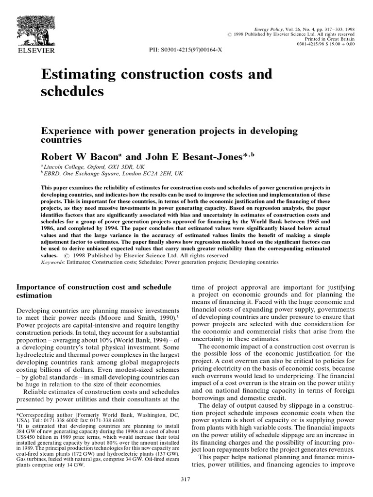 Estimating - Construction - Costs - and - Schedules (Power Generation ...