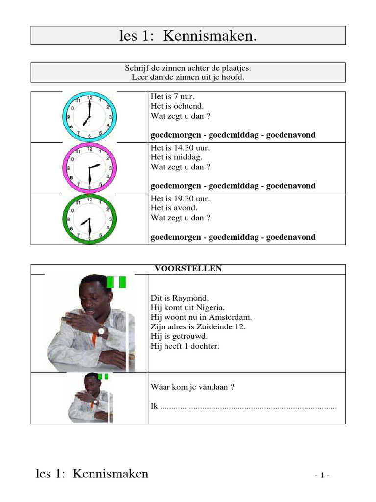 NT2 - Werkboekje - Kennismaken | PDF
