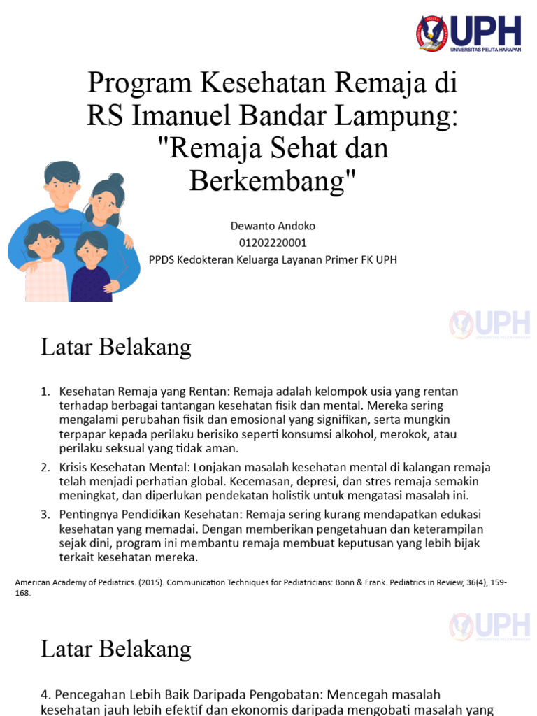 Konsep Program Kesehatan Remaja Di RS Imanuel - Dewanto | PDF ...