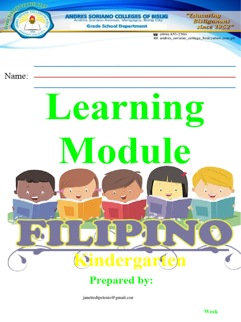 Kinder Filipino Module 2 | PDF
